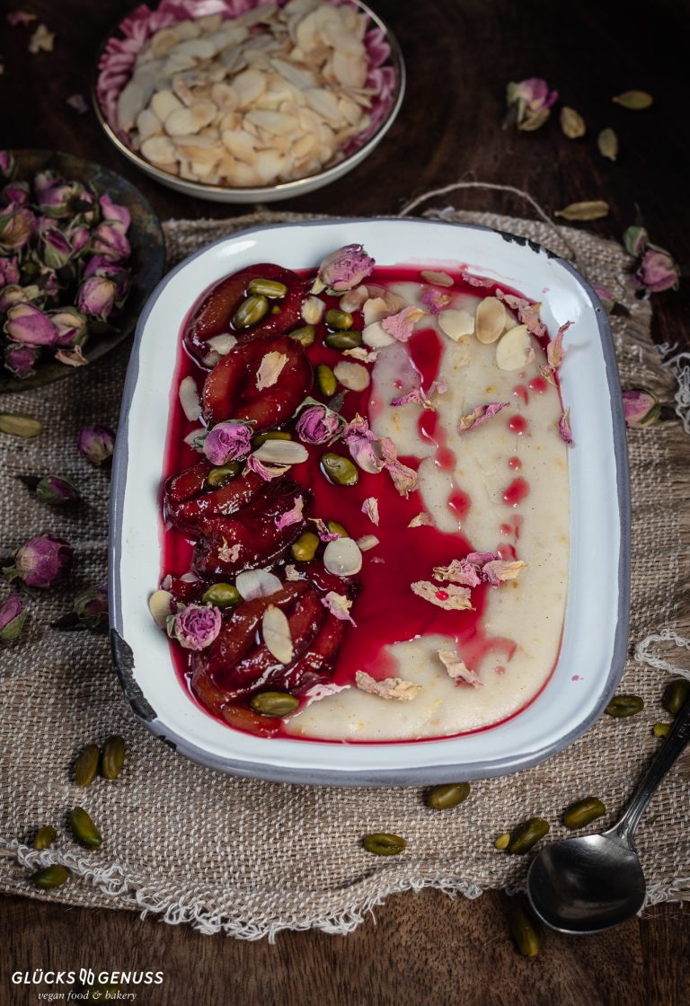 Cremiger Persischer Reispudding / vegan & glutenfrei - Glücksgenuss